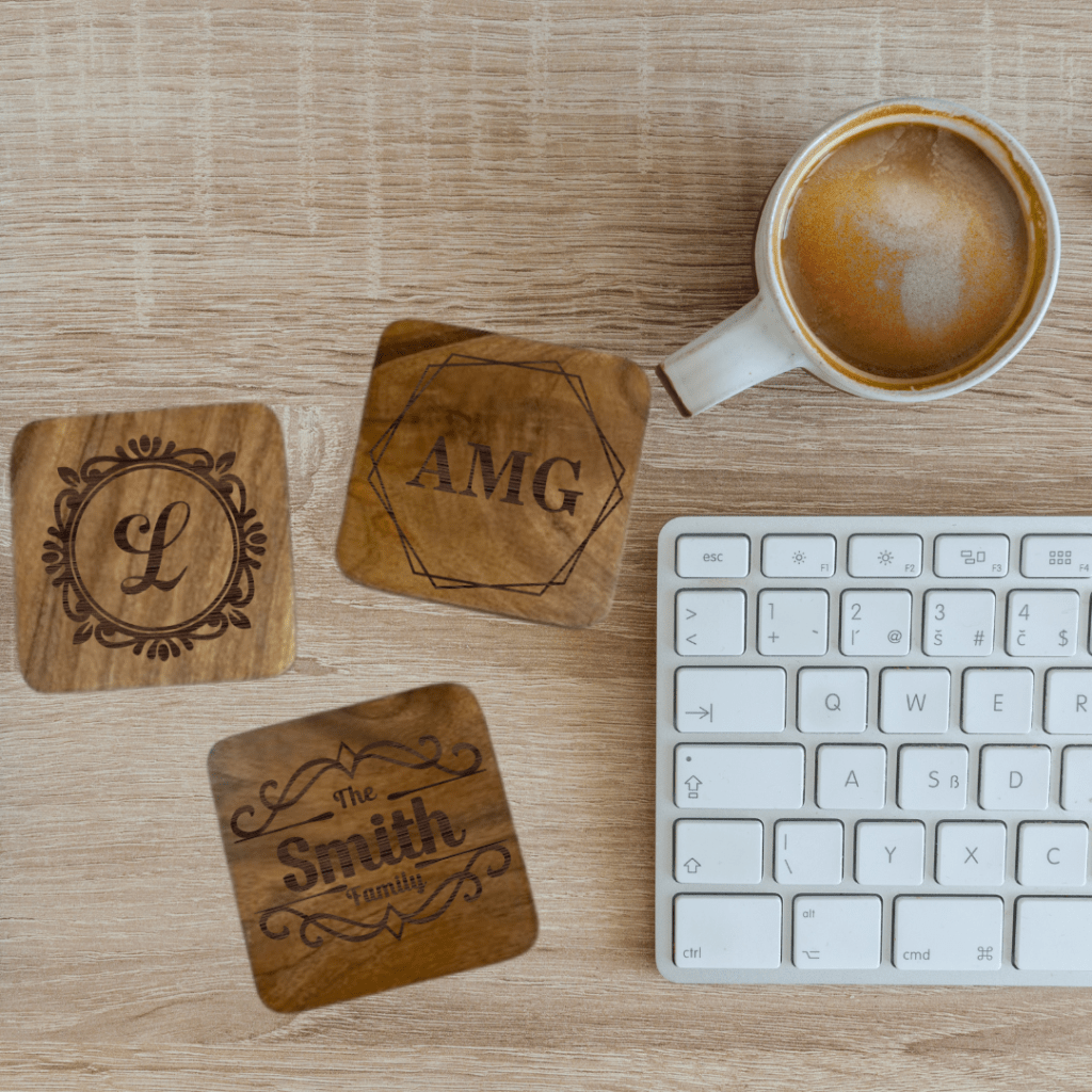 Monogram Acacia Coaster – GARVEY INNOVATIONS LLC